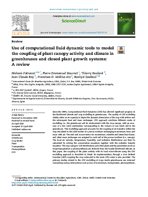 Use of computational fluid dynamic tools to model the coupling of plant ...