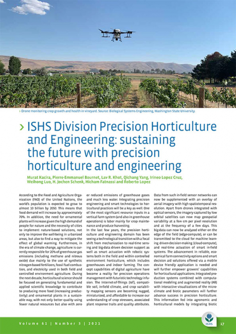 ISHS Division Precision Horticulture and Engineering: sustaining the ...