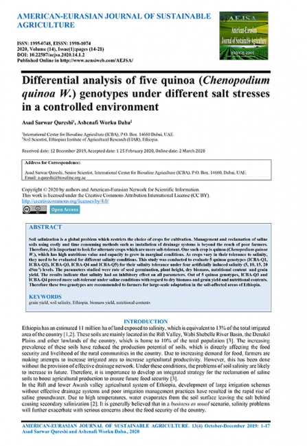 Differential analysis of five quinoa (Chenopodium quinoa W.) genotypes ...