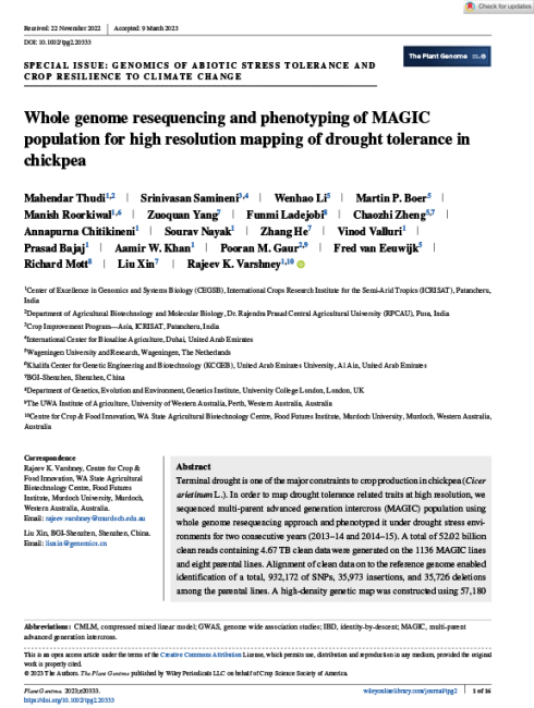 Whole genome resequencing and phenotyping of MAGIC population for high ...