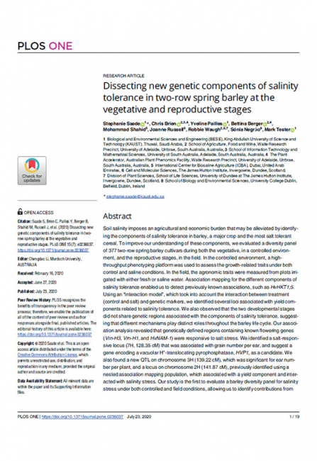 Dissecting new genetic components of salinity tolerance in two-row ...
